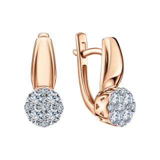 Золотые серьги «Бриллианты Якутии»: розовое золото 585 пробы, бриллиант ...