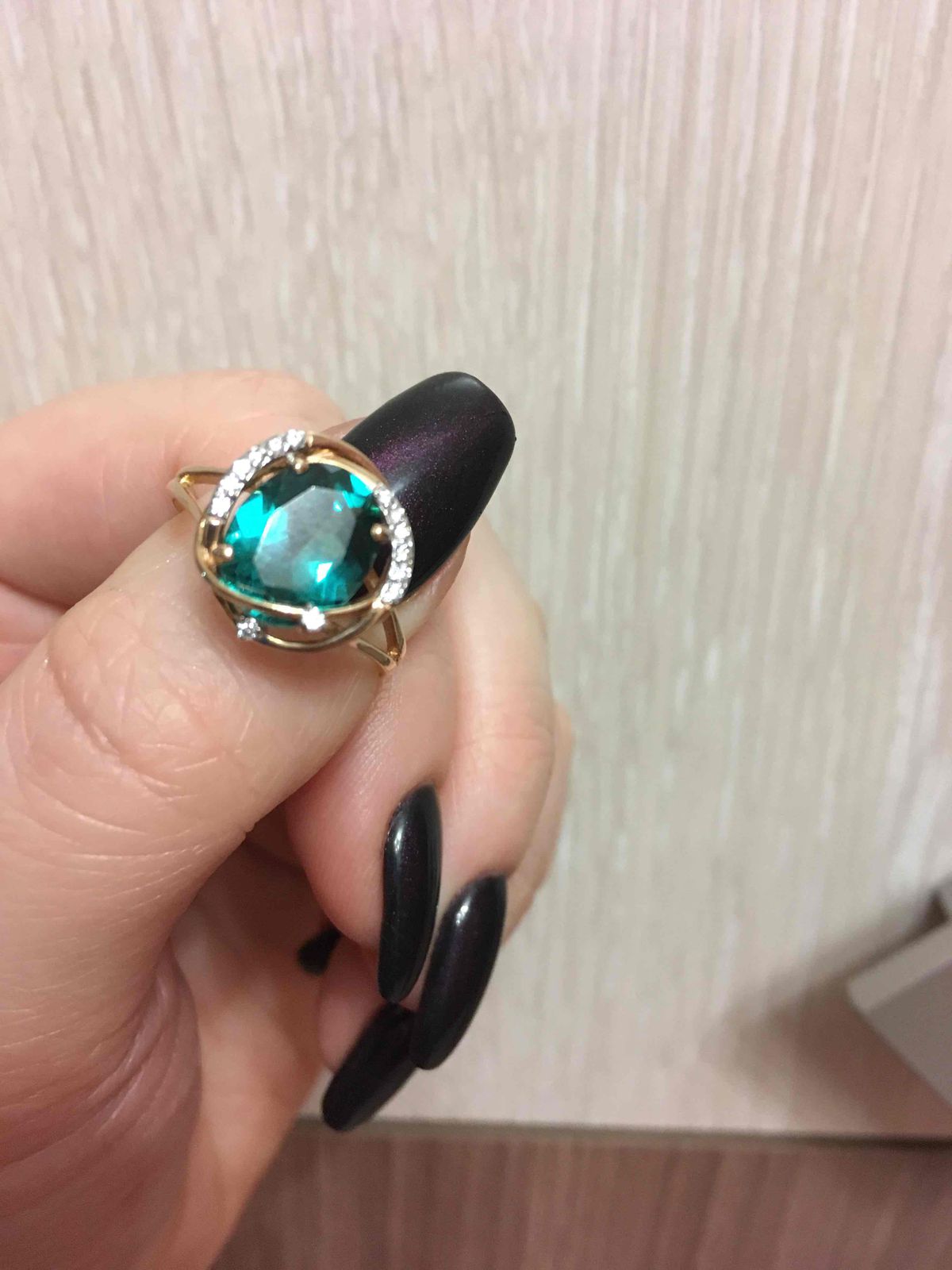 Золотое кольцо с фианитами и параиба ситал MASKOM 100-801_pr-201 ...