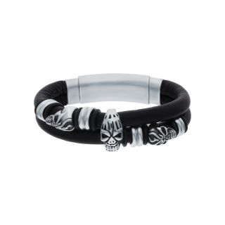 Кожаный браслет с каучуком и со сталью OKAMI K23BLB-2RB-L: чёрная кожа ...