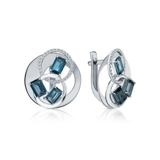 Золотые серьги с бриллиантами природными и топазами природными АКАДЕМИЯ ...