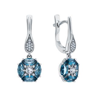 Золотые серьги с бриллиантами природными и топазами природными АКАДЕМИЯ ...