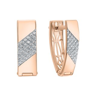 Золотые серьги с фианитами МОСКОВСКИЙ ЦЕПЕВЯЗАЛЬНЫЙ ЗАВОД 2-3722-001 ...