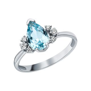 Серебряное кольцо с фианитами и топазами природными BASTET 01070301 ...